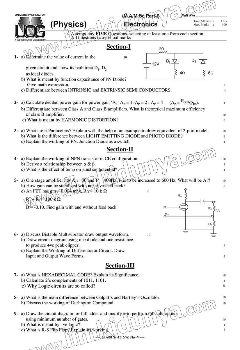 Past Paper MA MSC Part 1 University of Gujrat Physics Classical ...